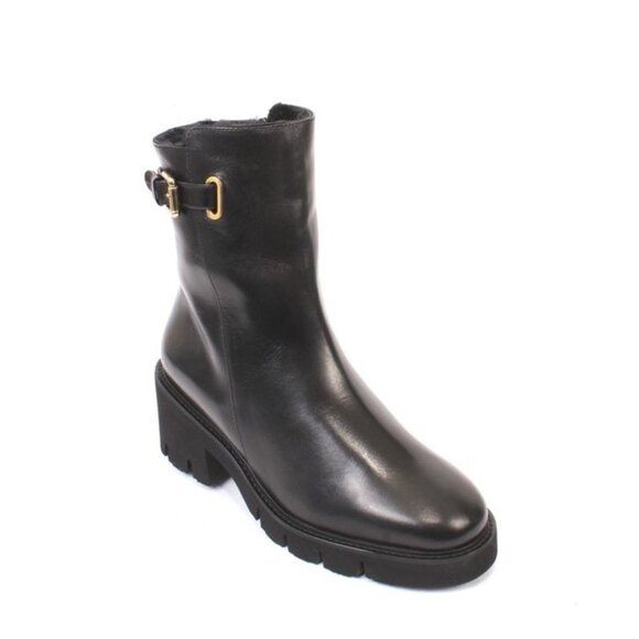Luca Grossi | Shoes | Luca Grossi 6 Black Leather Shearling Fur Ankle ...